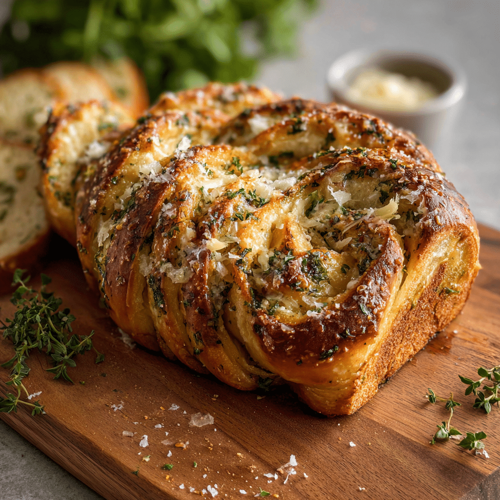 Swirled Garlic Herb and Cheese Bread