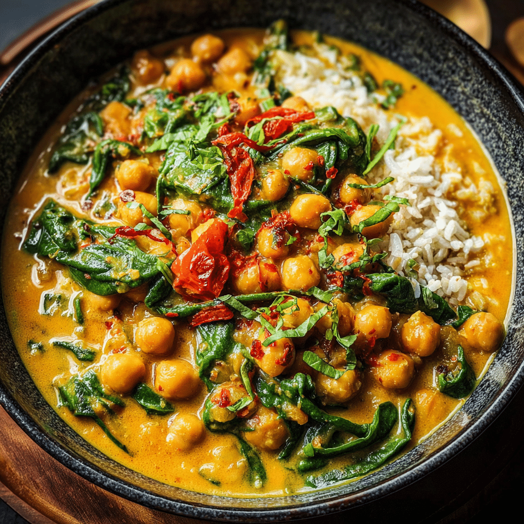 Coconut Chickpea Spinach Curry
