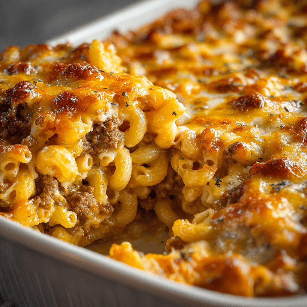 Cheesy Macaroni Hamburger Casserole